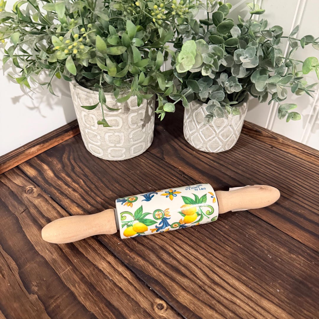 Vintage H. Hare Ceramic Rolling Pin by L & G With Floral and Lemon ...