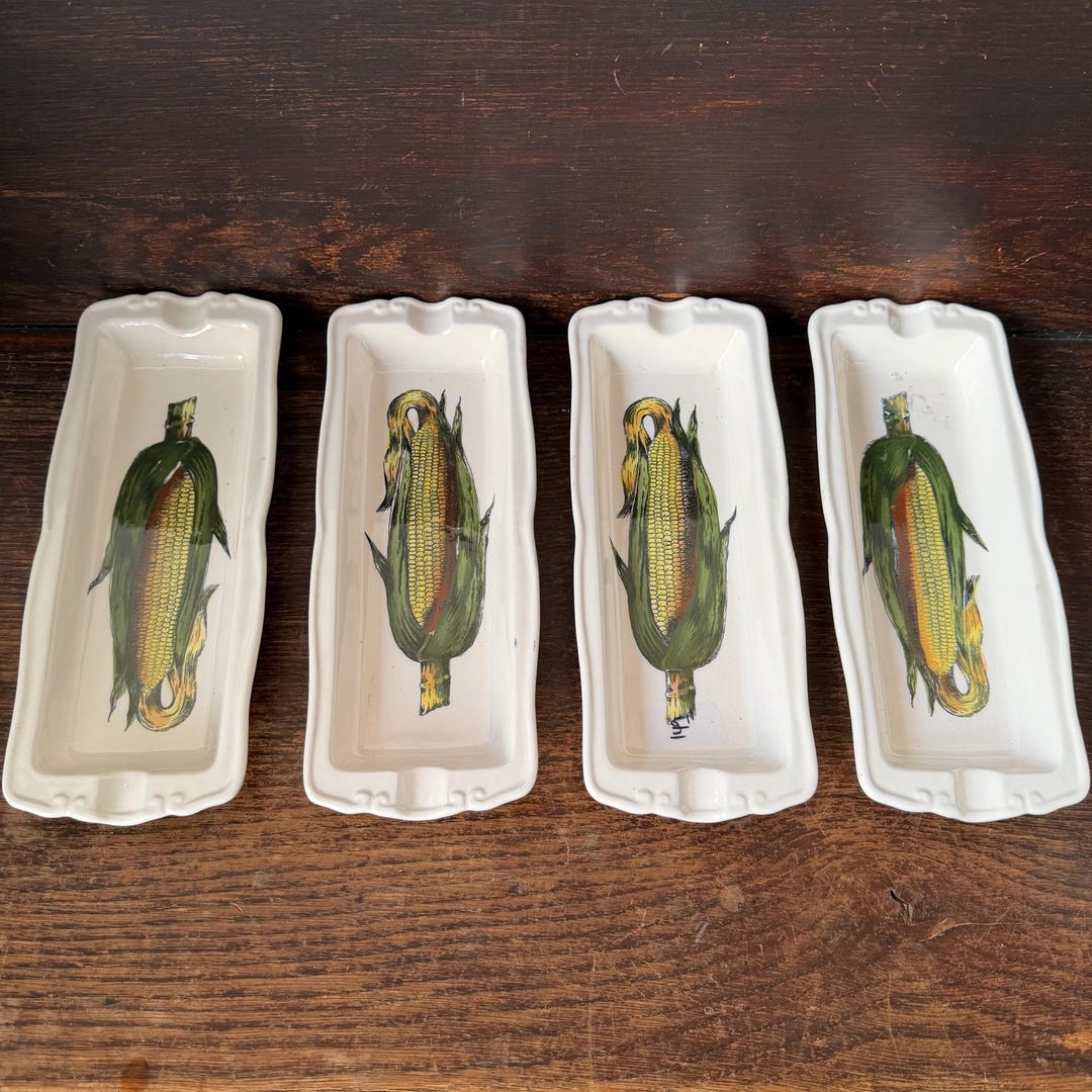 Lovely Vintage JSC Designs Ceramic Corn on the Cob Serving Dishes Set ...