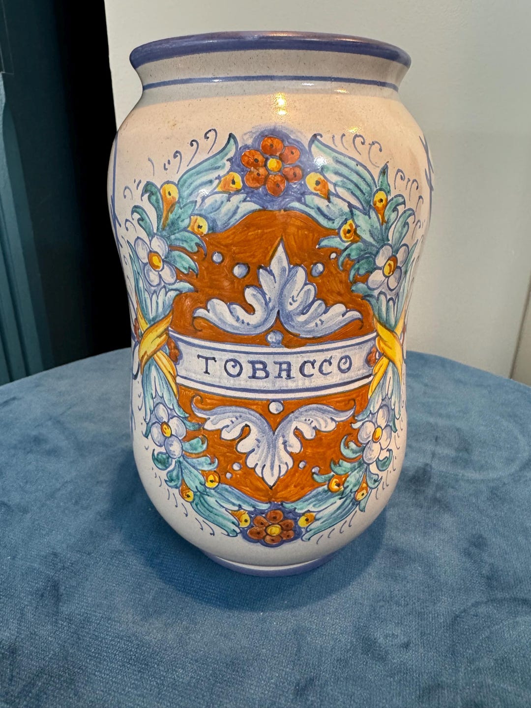 Hand-painted Italian Ceramic Apothecary Jar, Also Known as an Albarello ...