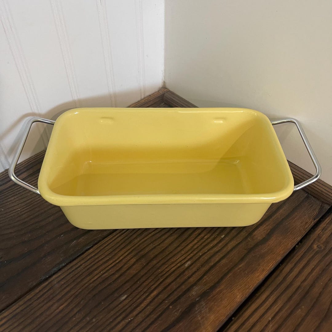 Vintage Butter Yellow Enamelware Loaf Pan - Etsy