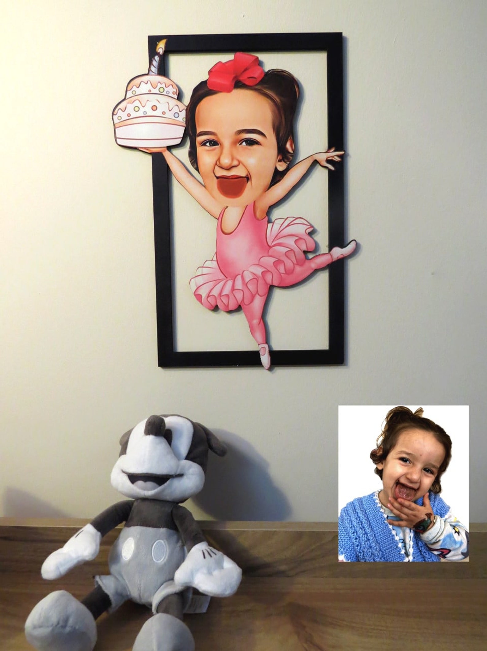 Custom Baby Portrait Funny Caricature Wall Art Cute Kid - Etsy