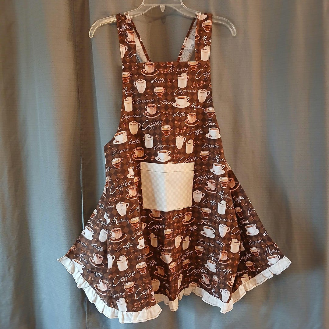 Crossback Apron, Coffee Apron, Cute Apron With Pocket, Kitchen Apron ...
