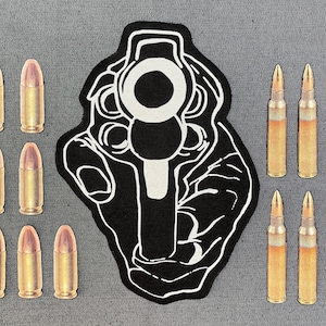 Large Gun and Bullet Patches Dtg Print Sew on Patches, Large Patch ...