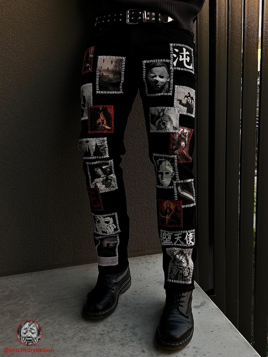 HORROR PATCHED JEANS | Patchwork Pants, Crust Pants, Custom Made Jeans ...