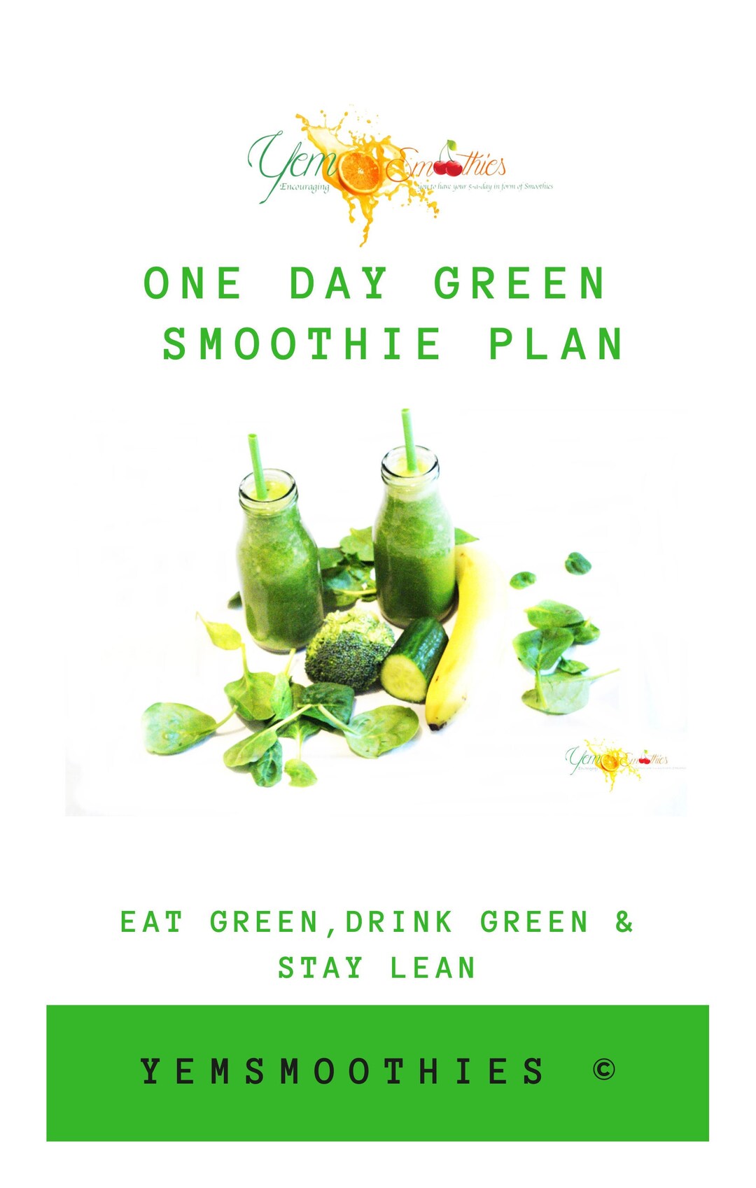 One Day Detox Green Smoothie Plan, Printable Plan, Smoothie Recipes ...