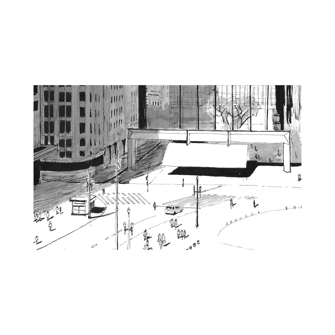 Patriarca Square, São Paulo Architectural Print | Hand-drawn Urban Ink ...