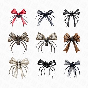 32 Spider Bow Png, Halloween Bow Png, Coquette Bow Gothic Png, Spooky ...