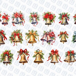 17 Watercolor Christmas Bells Png Clipart. Christmas Decoration Clipart ...