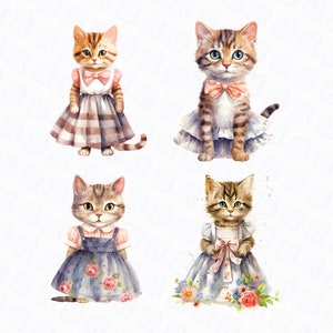 Watercolor Cat in Dress Png Kitten in Dress Cat Princess - Etsy