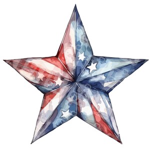 6 Watercolor American Flag Star Png, USA Star Png, Patriotic Star Png ...