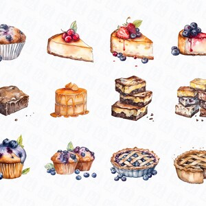 73 Watercolor Desserts Png - Sweet Clipart, Donut, Cookie, Cupcake ...