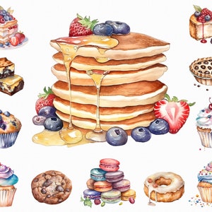 73 Watercolor Desserts Png Sweet Clipart, Donut, Cookie, Cupcake ...