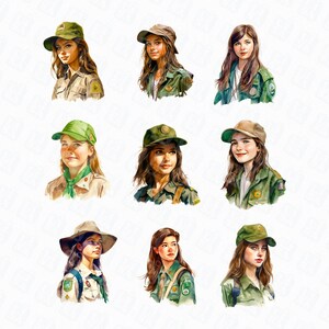 Watercolor Girl Scout Png - Digital Download, Girl Portrait - Etsy
