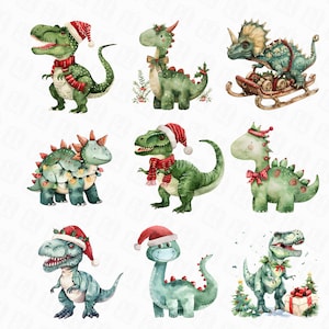 Christmas Dinosaur Clipart PNG, Dino Christmas Clipart, Holiday ...