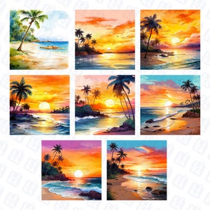 Tropical Islands Digital Paper - Digital Background, Summer Vibes ...