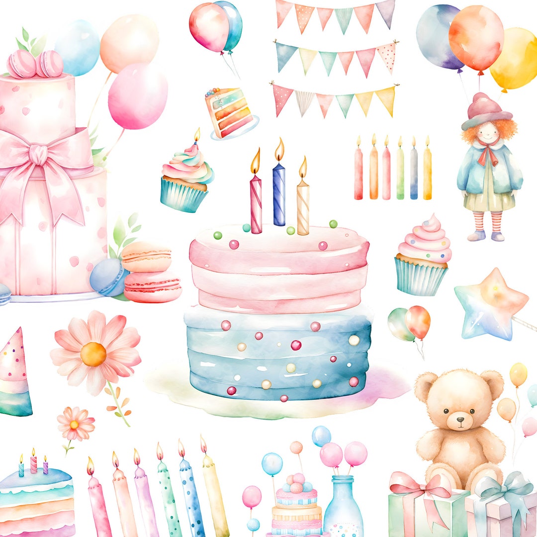Pastel Birthday Png - Nursery Clipart - Party Clipart, First Birthday ...