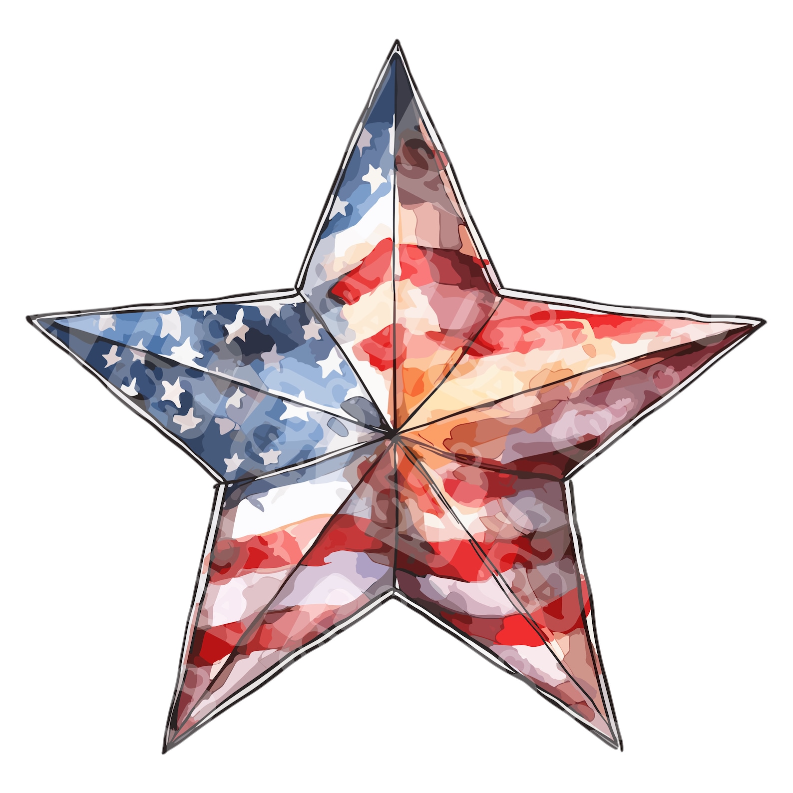 6 Watercolor American Flag Star Png USA Star Png Patriotic - Etsy