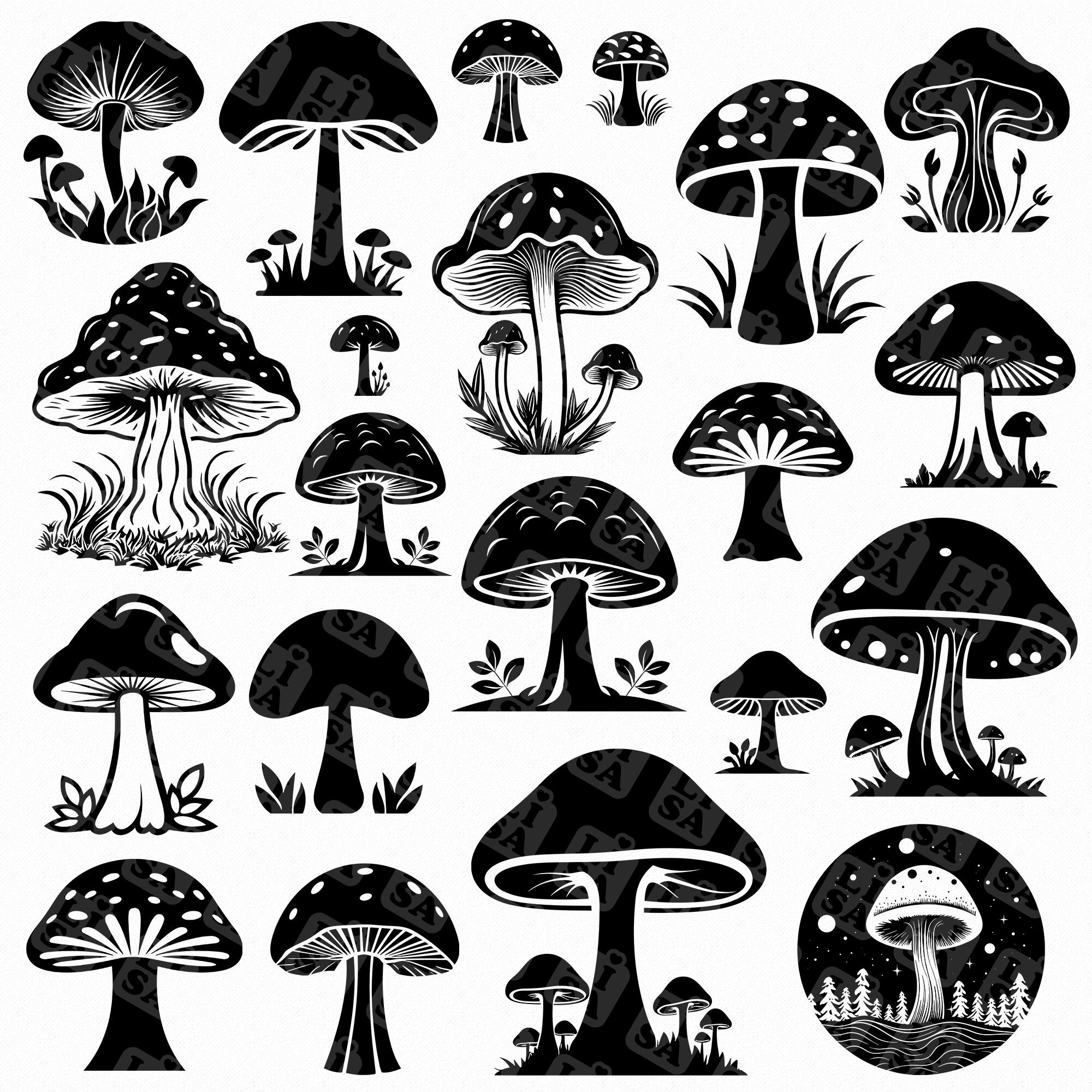 Mushrooms Svg Dxf Png Magic Mushroom Clipart Mushroom - Etsy