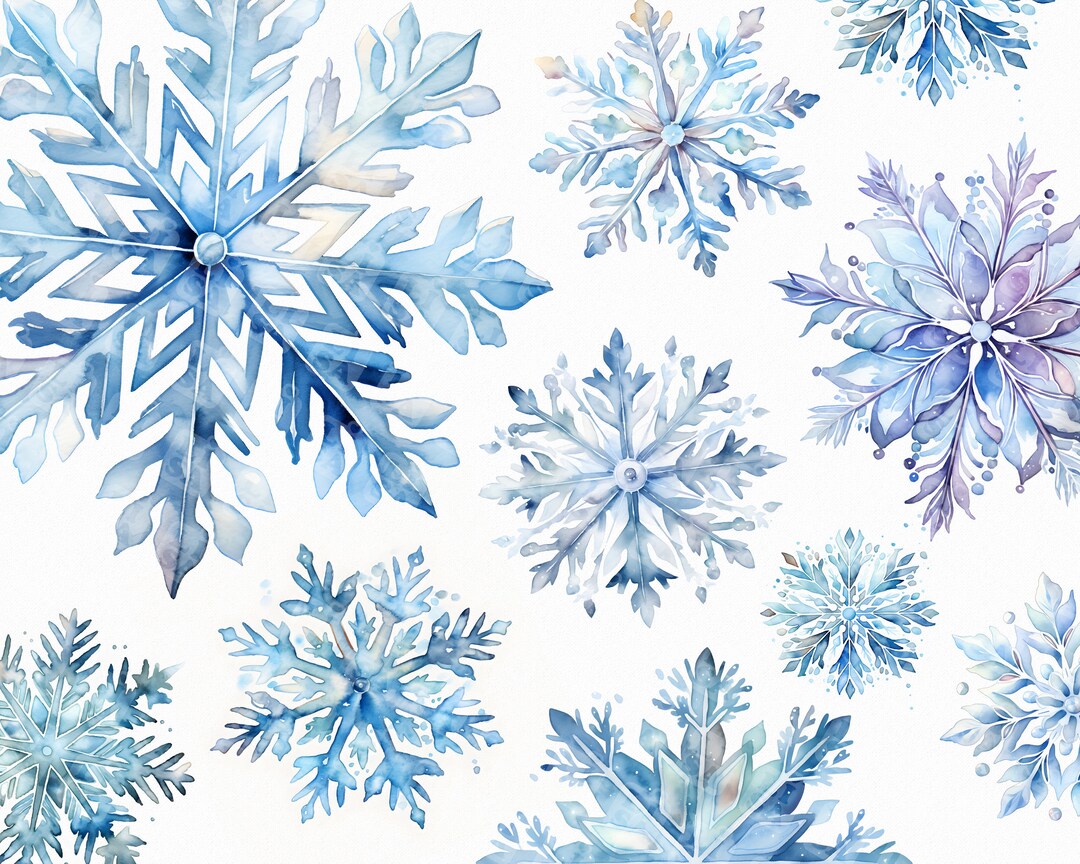 35 Watercolor Snowflake Images - Winter Clipart Graphics in Jpg Format ...