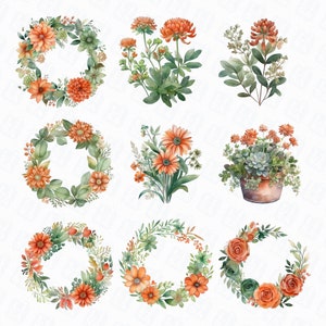 25 Watercolor Terracotta and Green Flowers Png - Terracotta Flowers ...