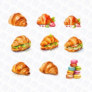 Watercolor French Bakery, Baking Clipart, Bakery Clipart, Brunch ...