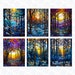 Winter Forest Stained Glass Digital Paper - Forest Landscape, Snowy ...