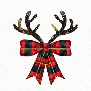 Christmas Coquette Bow Png, Coquette Christmas Png, Reindeer Bow Png ...