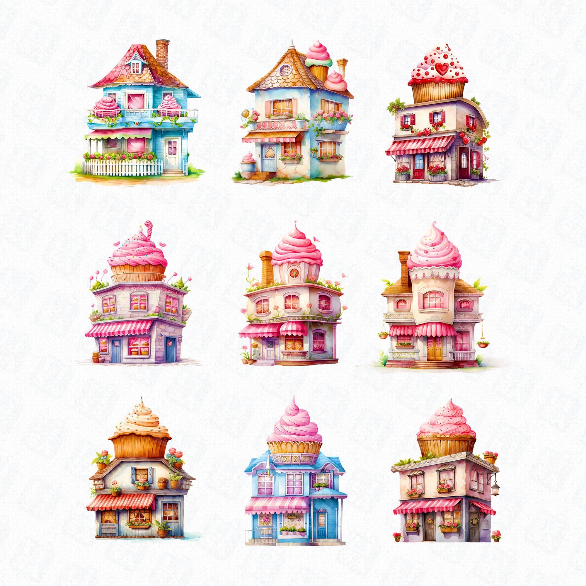 Watercolor Cupcake House Png Sweet House Png Cupcake Clip - Etsy
