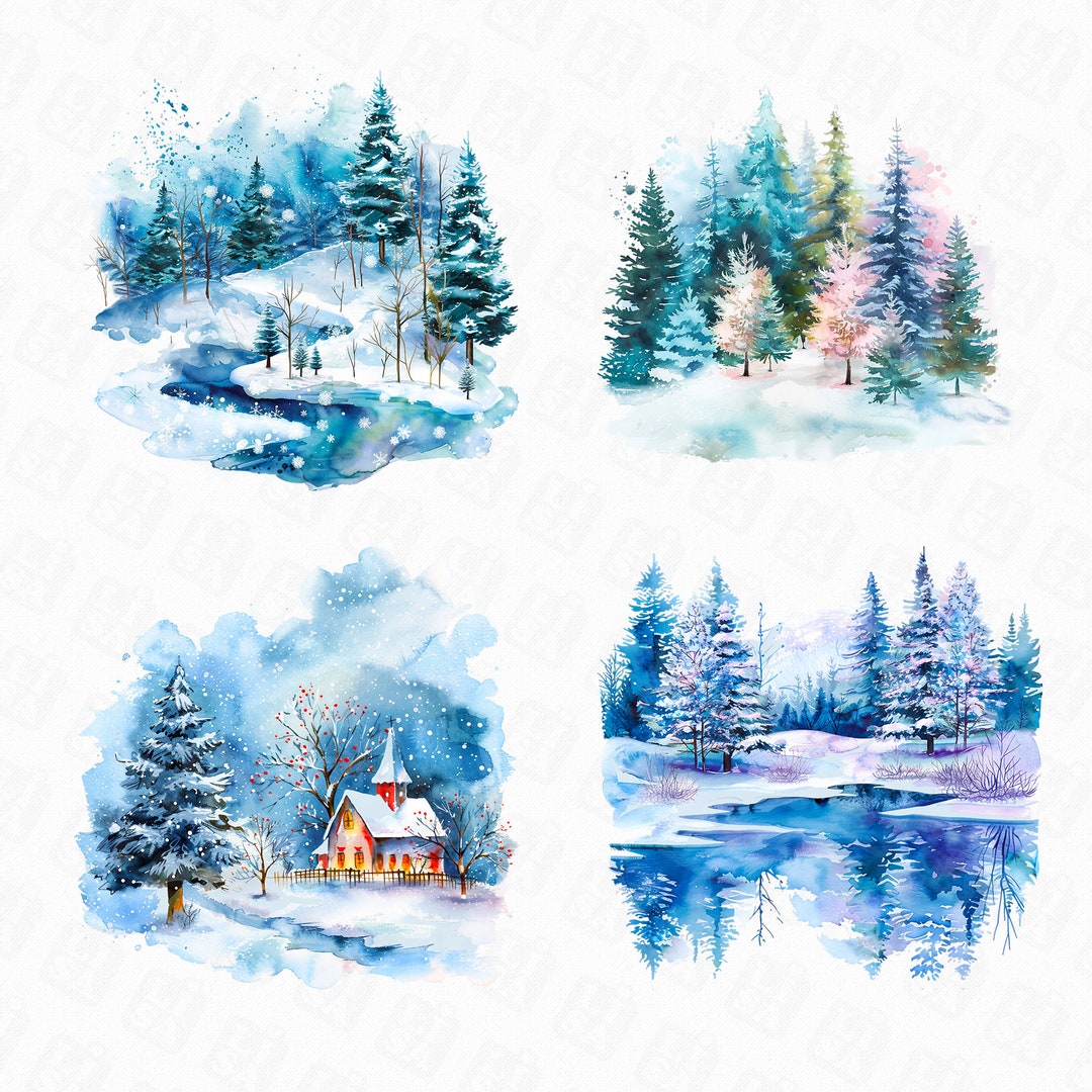 33 Watercolor Winter Wonderland Background - Winter Landscape Printable ...