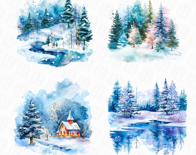 33 Watercolor Winter Wonderland Background - Winter Landscape Printable ...