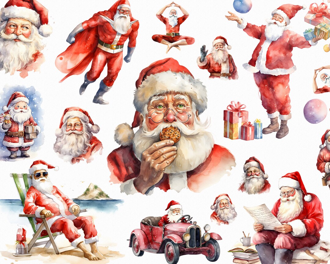 57 Watercolor Santa Claus Clipart - Watercolor Christmas Clipart ...