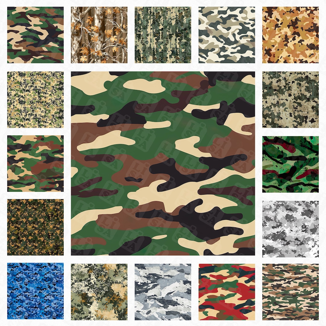 122 Camouflage Digital Paper, Military Pack Seamless Camouflage ...