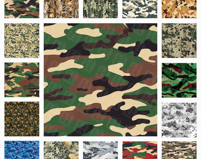 122 Camouflage Digital Paper, Military Pack Seamless Camouflage ...