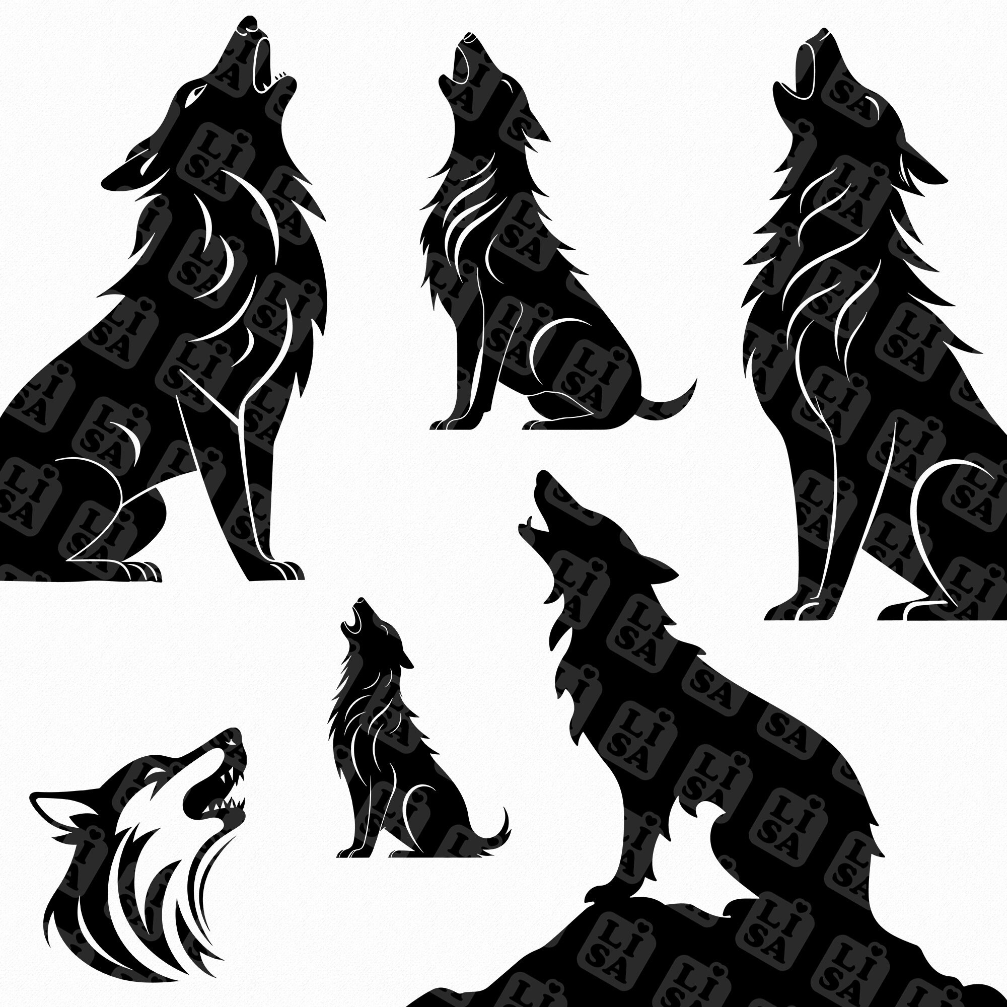 Howling Wolf Svg Woodland Animals Svg Wolf Cutout Clipart - Etsy