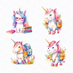 Watercolor Unicorn Back to School Png - Unicorn School, Unicorn Clipart ...