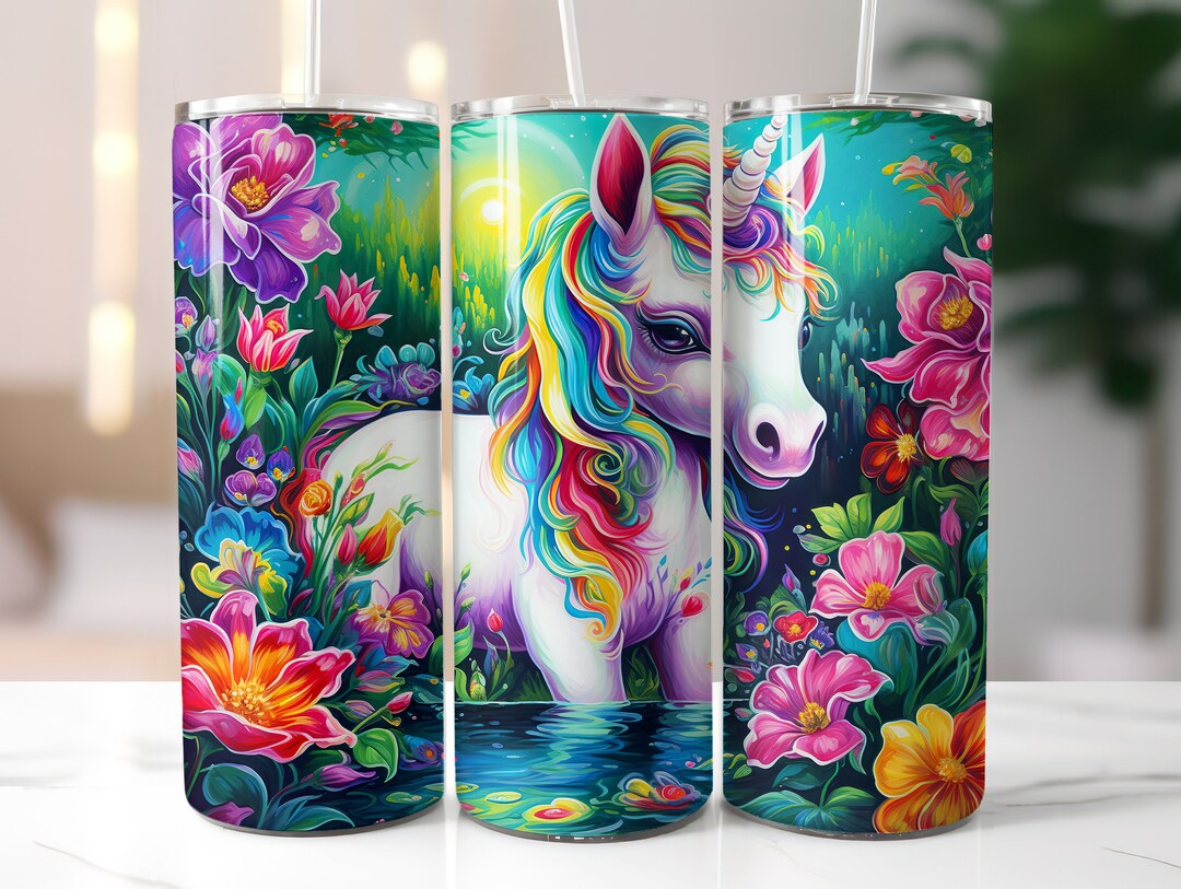 Floral Unicorn Tumbler Wrap PNG, Unicorn Wrap Design, Cute Unicorn ...