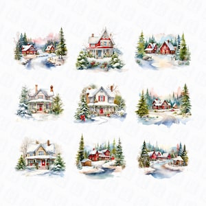 Watercolor Christmas House Png - Christmas Village Png Clipart ...