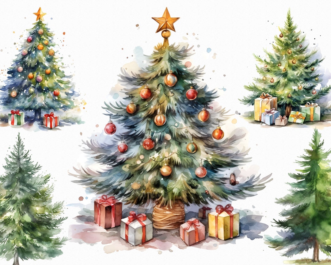 53 Watercolor Christmas Tree Png Craft Making Clipart - Christmas ...