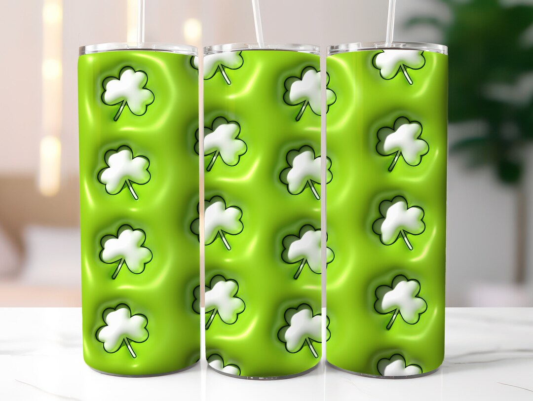 Clover 3D Inflated Patrick Tumbler Wrap, St Patrick's Day Sublimation ...