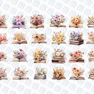 24 Watercolor Floral Book Png - Book With Flowers Sublimation Designs ...