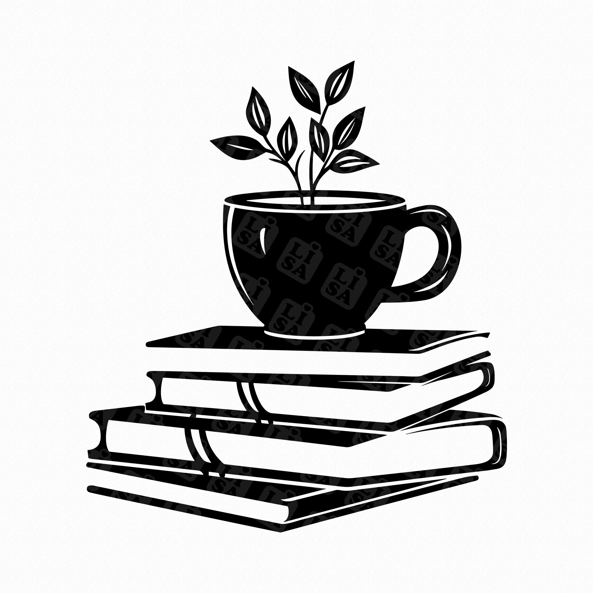 Coffee and Books Svg Dxf Png Coffee Books Floral Bookaholic Svg Book ...