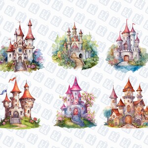 24 Watercolor Fairy Castle Png. Fairy Tale Clipart. Digital Watercolor ...