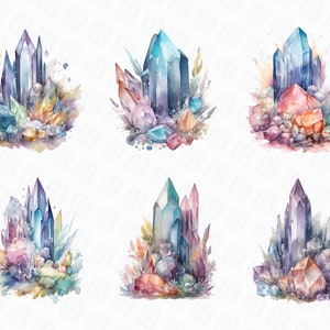 24 Watercolor Fantasy Magic Crystal Png Craft Making Clipart - Fantasy ...