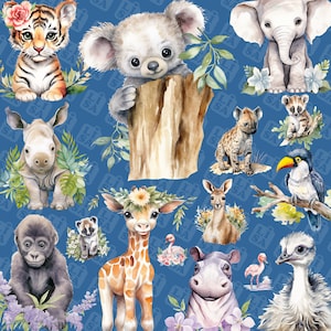 Cute Safari Baby Shower Clipart - Baby Safari Animals High-quality ...