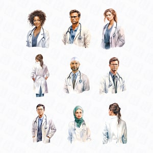Watercolor Doctor Png Designs - Medical Png, Doctor Clipart, Woman, Man ...