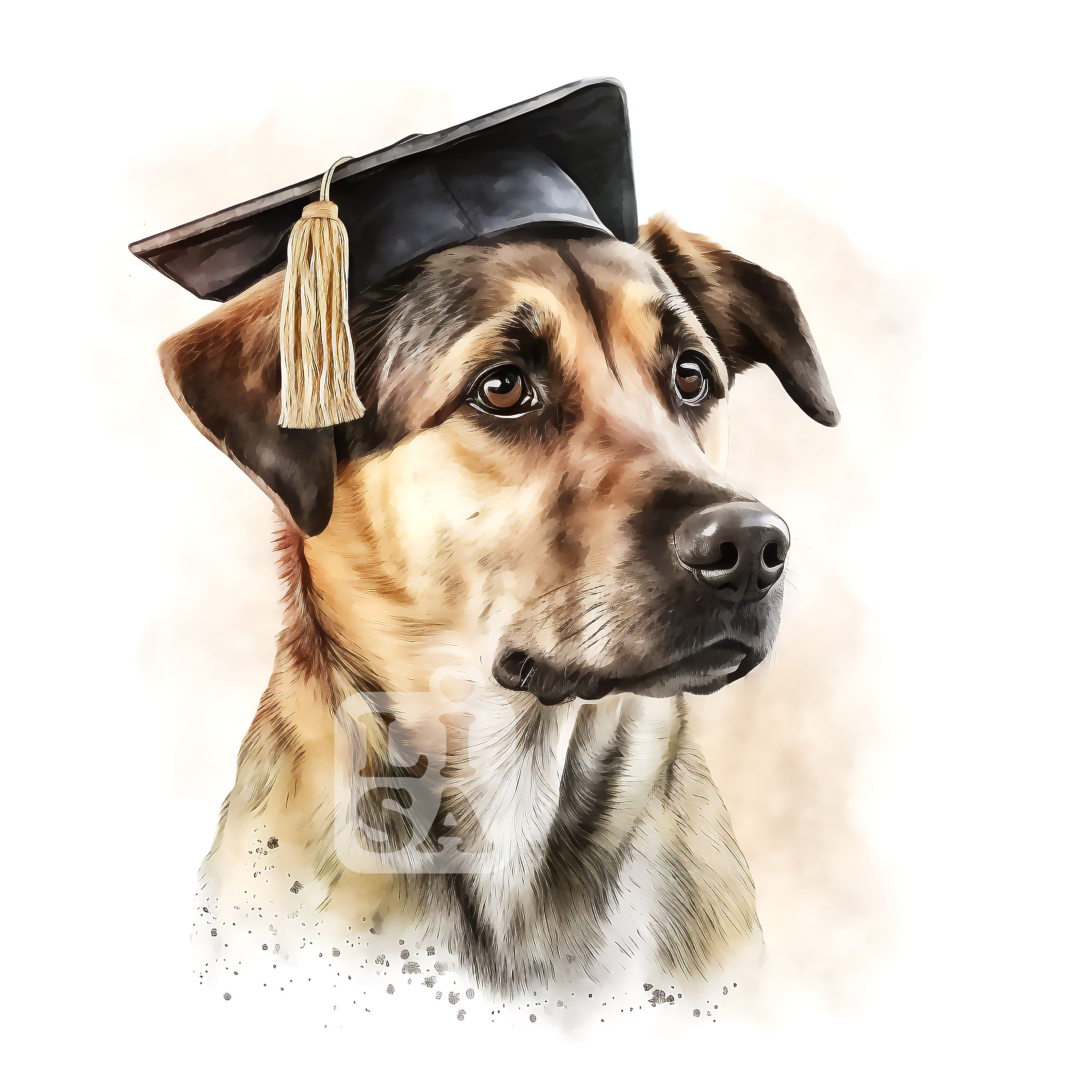 Watercolor Dog Graduation Clipart Watercolor Graduation Image - Etsy