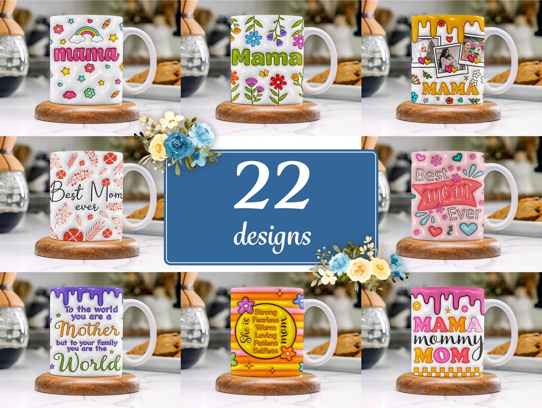 3D Mom Mug Wrap Bundle Custom Photo Inflated Mom Puffy Mug PNG, 3D ...