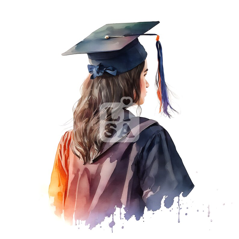 Watercolor Graduation Clipart Watercolor Graduation Image - Etsy