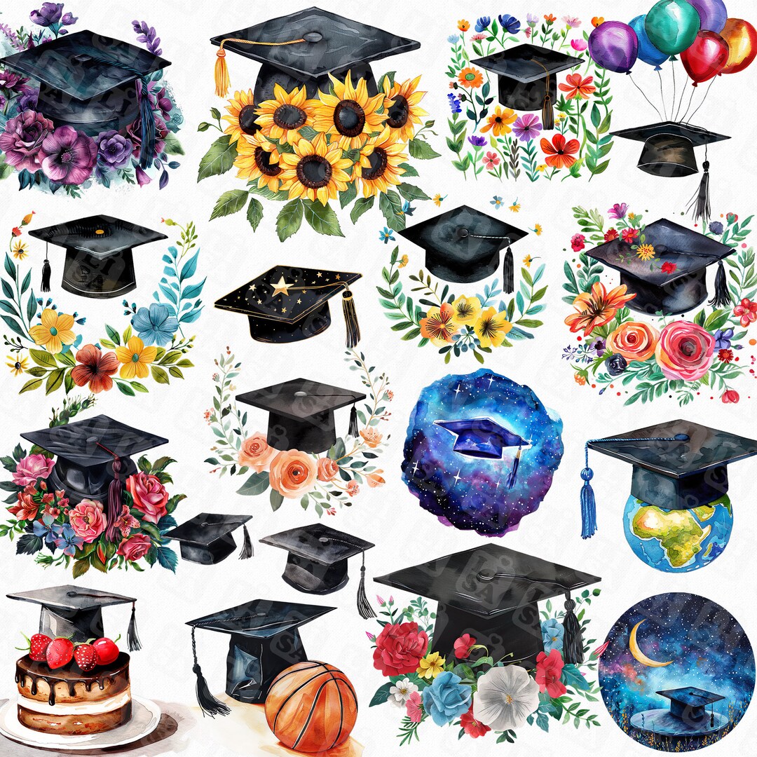 Watercolor Graduation Png, Graduation Cap, Graduation Clipart ...