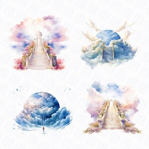 Watercolor Heaven PNG - Christian Clipart, Stairs to Heaven Entrance ...